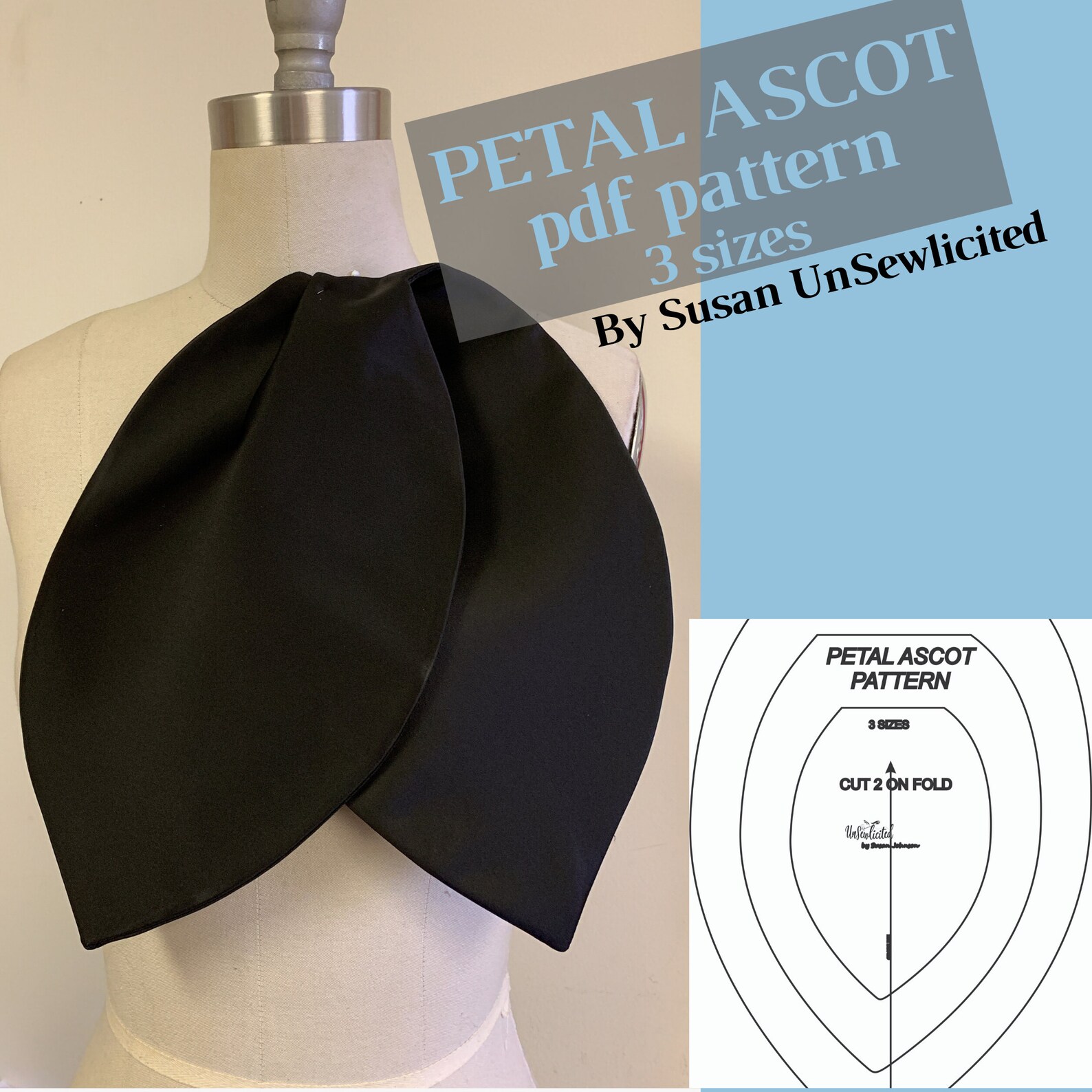 Petal Ascot PDF Pattern 3 Sizes Included by Susan Unsewlicited - Etsy