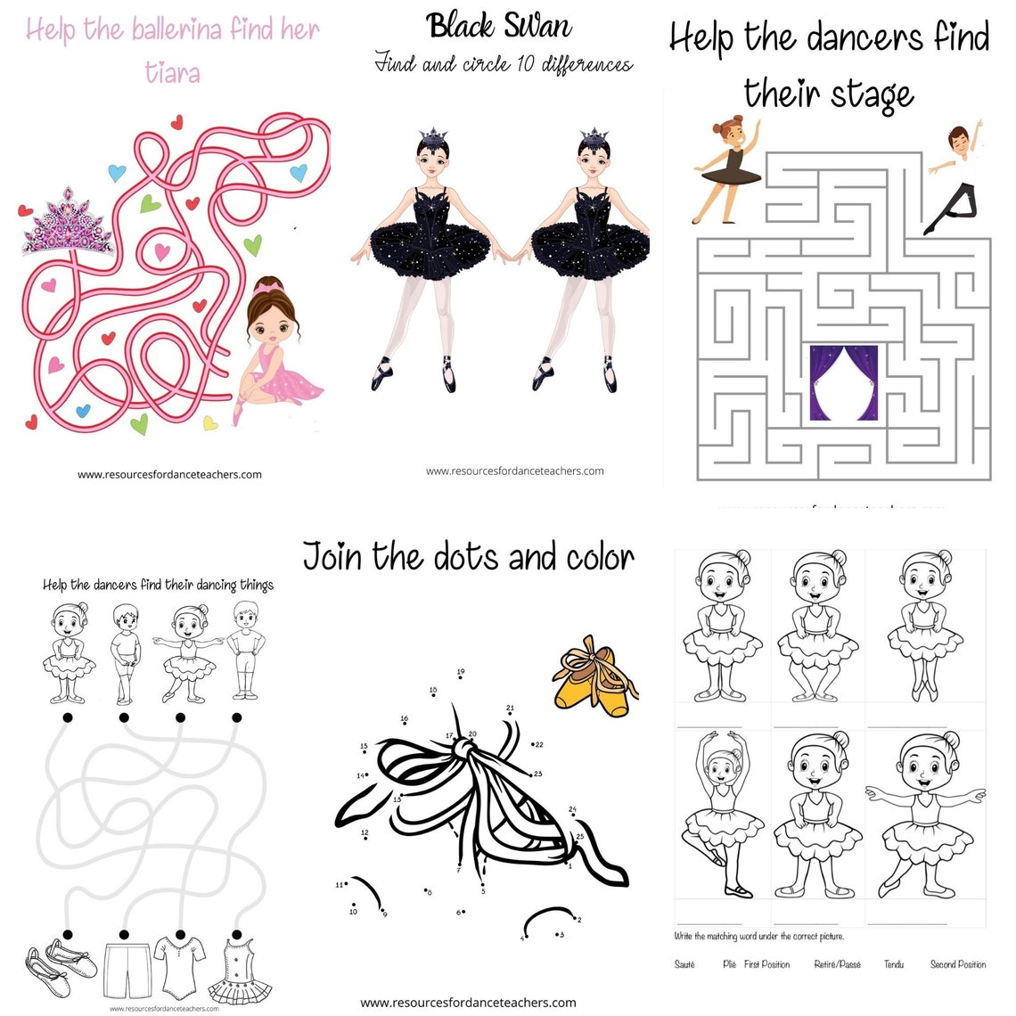 Ballet Activity Pack, Mazes, Word Search, Ballet Theory, Downloadable ...