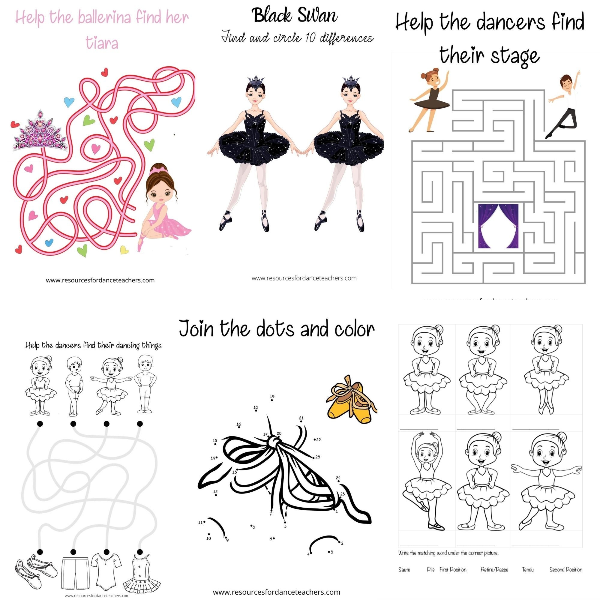 Ballet Activity Pack, Mazes, Word Search, Ballet Theory, Downloadable ...