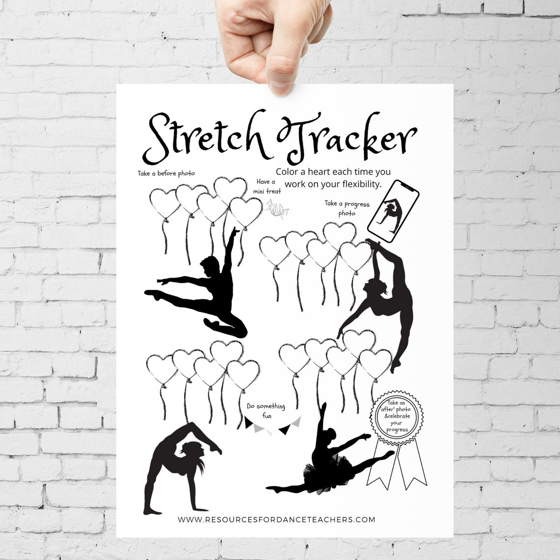 Goal Tracker, Challenge, Dancer, Stretching, Stretch Chart, Sticker ...