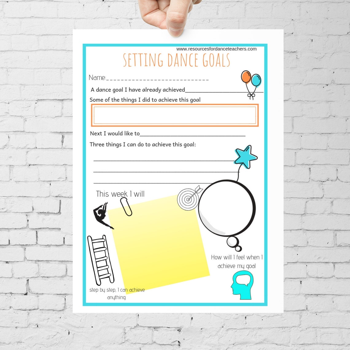 Goal Setting Downloadable Printable for Young Dancers - Etsy