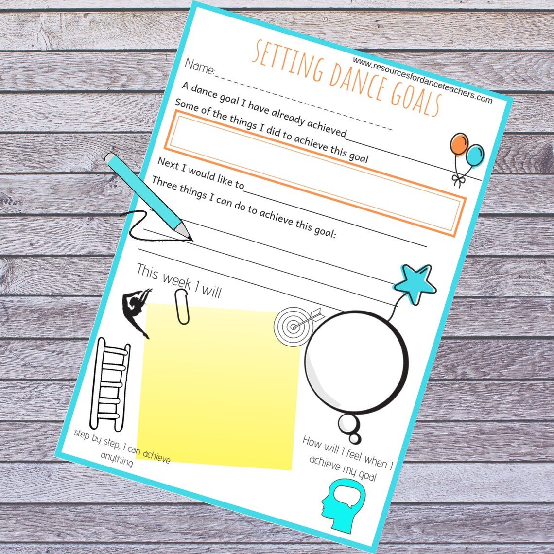Goal Setting Downloadable Printable for Young Dancers - Etsy