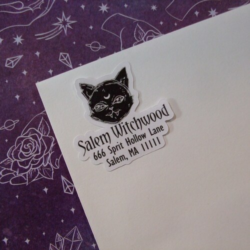 Custom Address Labels Black Cat Magic set of 25 - Etsy