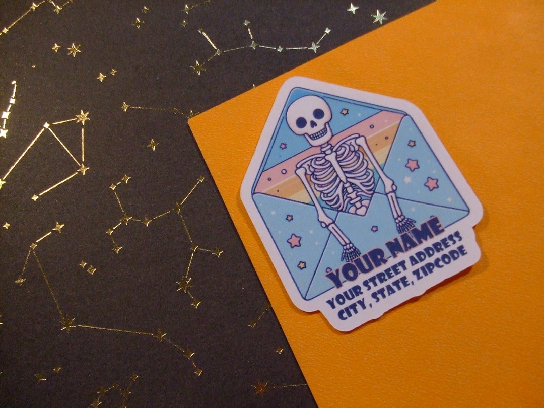 Custom Address Labels - Happy Skeleton in an Envelope {set of 25} - Etsy