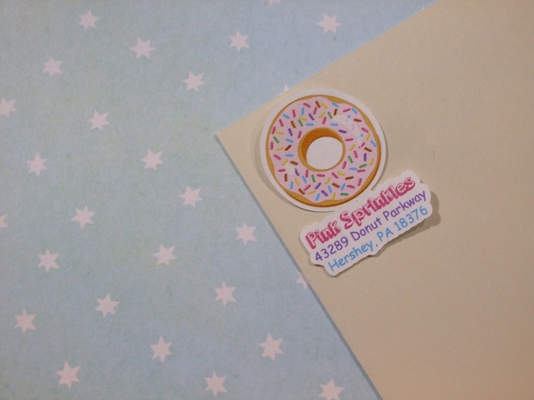Custom Address Labels Donut With Sprinkles set of 25 - Etsy