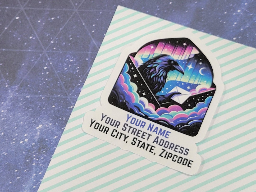Custom Address Labels - Raven in an Envelope {set of 24} - Etsy
