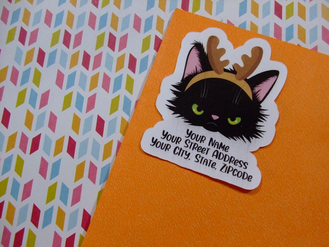 Custom Address Labels - Grumpy Cat W/antlers {set of 25} - Etsy