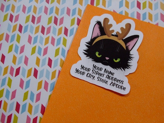 Custom Address Labels Grumpy Cat W/antlers set of 25 | Etsy