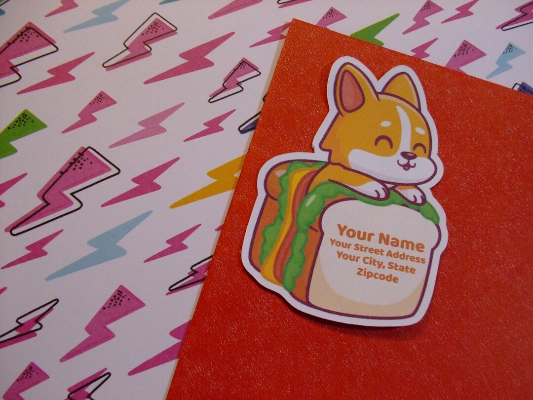Custom Address Labels - Corgi Sandwich {set of 24} - Etsy