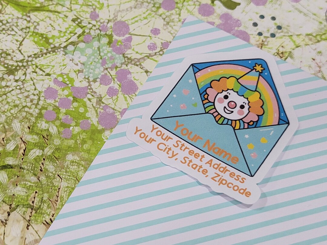 Custom Address Labels - Cute Clown in an Envelope {set of 25} - Etsy