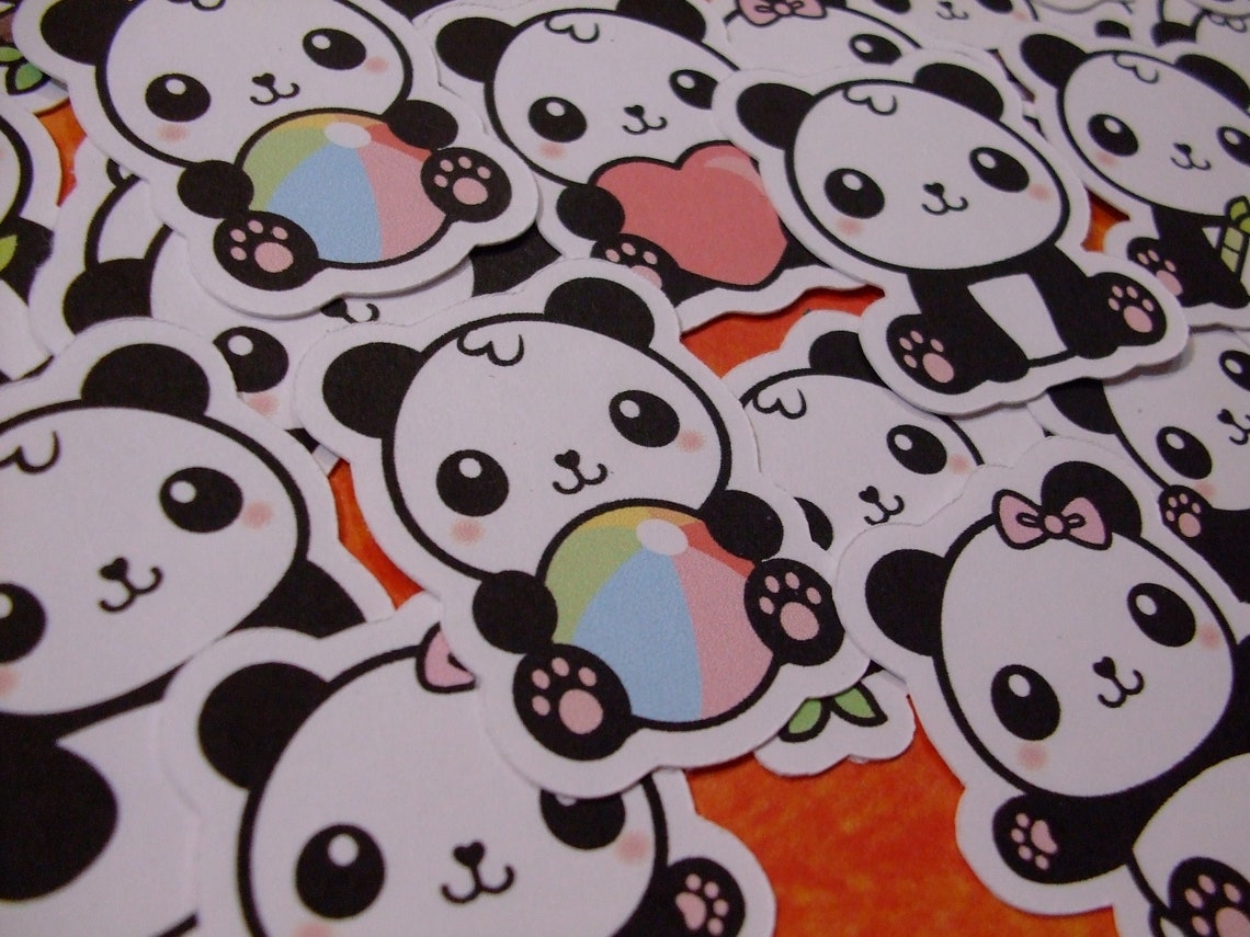 Sugar Blocks Sticker Flakes Cute Pandas - Etsy