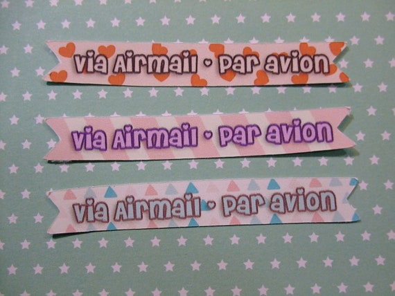 Sugar Blocks Sticker Flakes Airmail / Par Avion Strips | Etsy