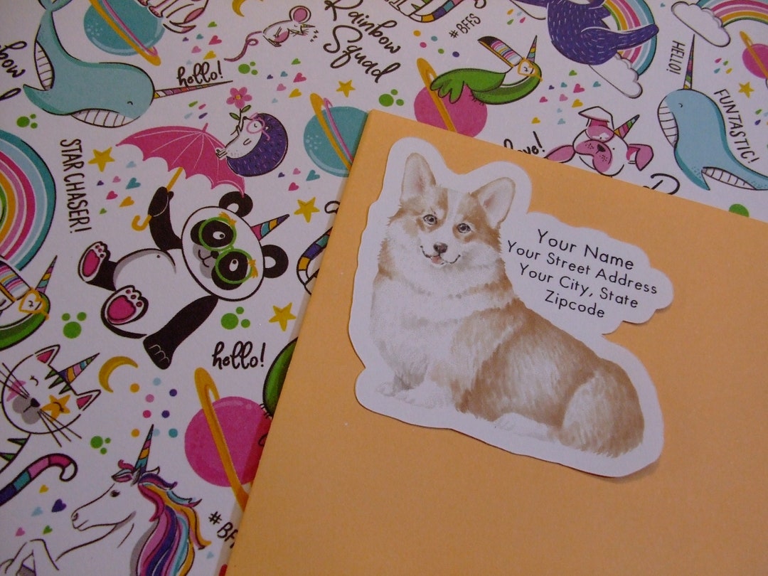 Custom Address Labels - A Realistic Corgi {set of 25} - Letter Writing ...