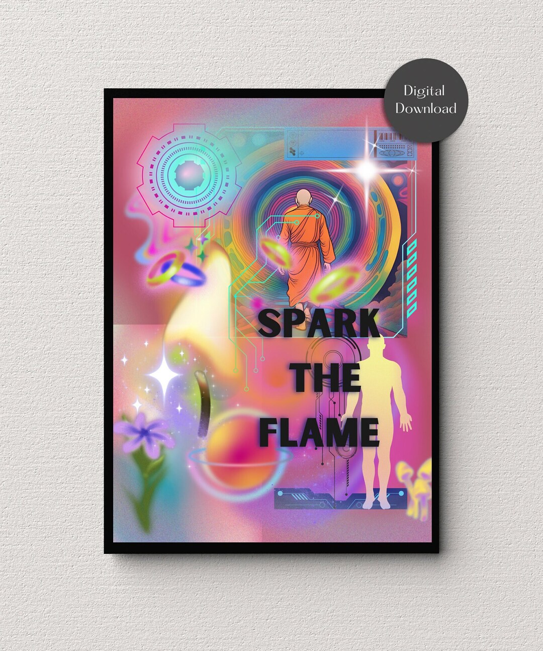 Spark the Flame Hypnotic Poster Print Colorful Bold Quote Poster ...