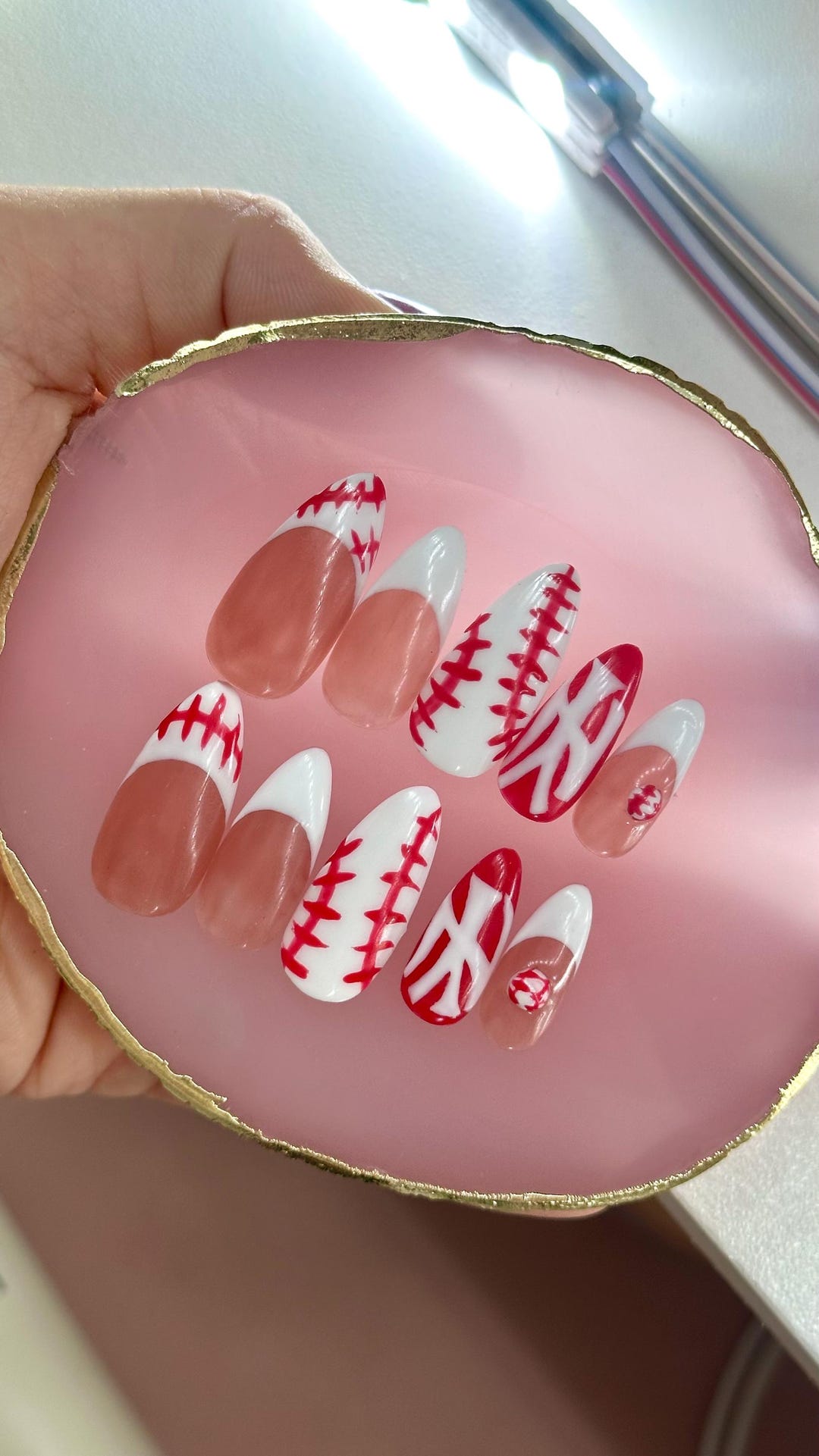 Yankees Inspired Nails, Baseball Nails, Hand Made Designs, Artist ...