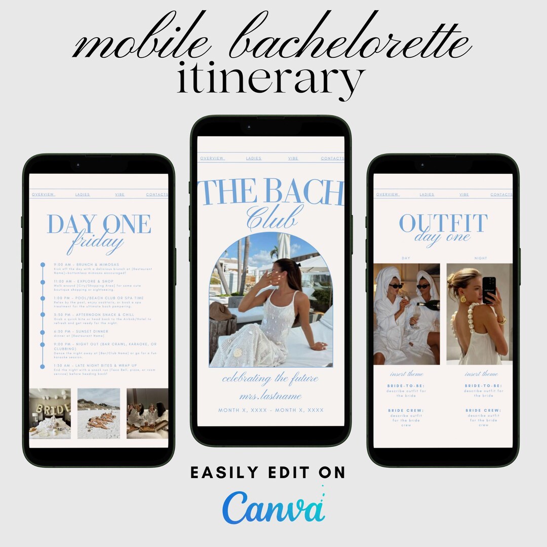 The BACH Club | Minimalistic Editable Digital Bachelorette Planner ...