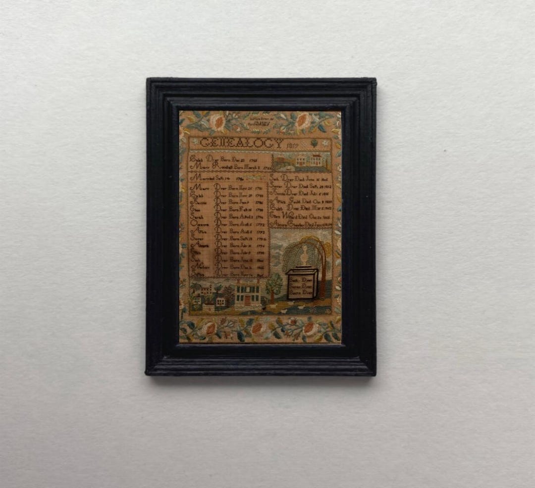 Miniature DOLLHOUSE Sampler Print of an 1819 Antique Style, Vintage ...