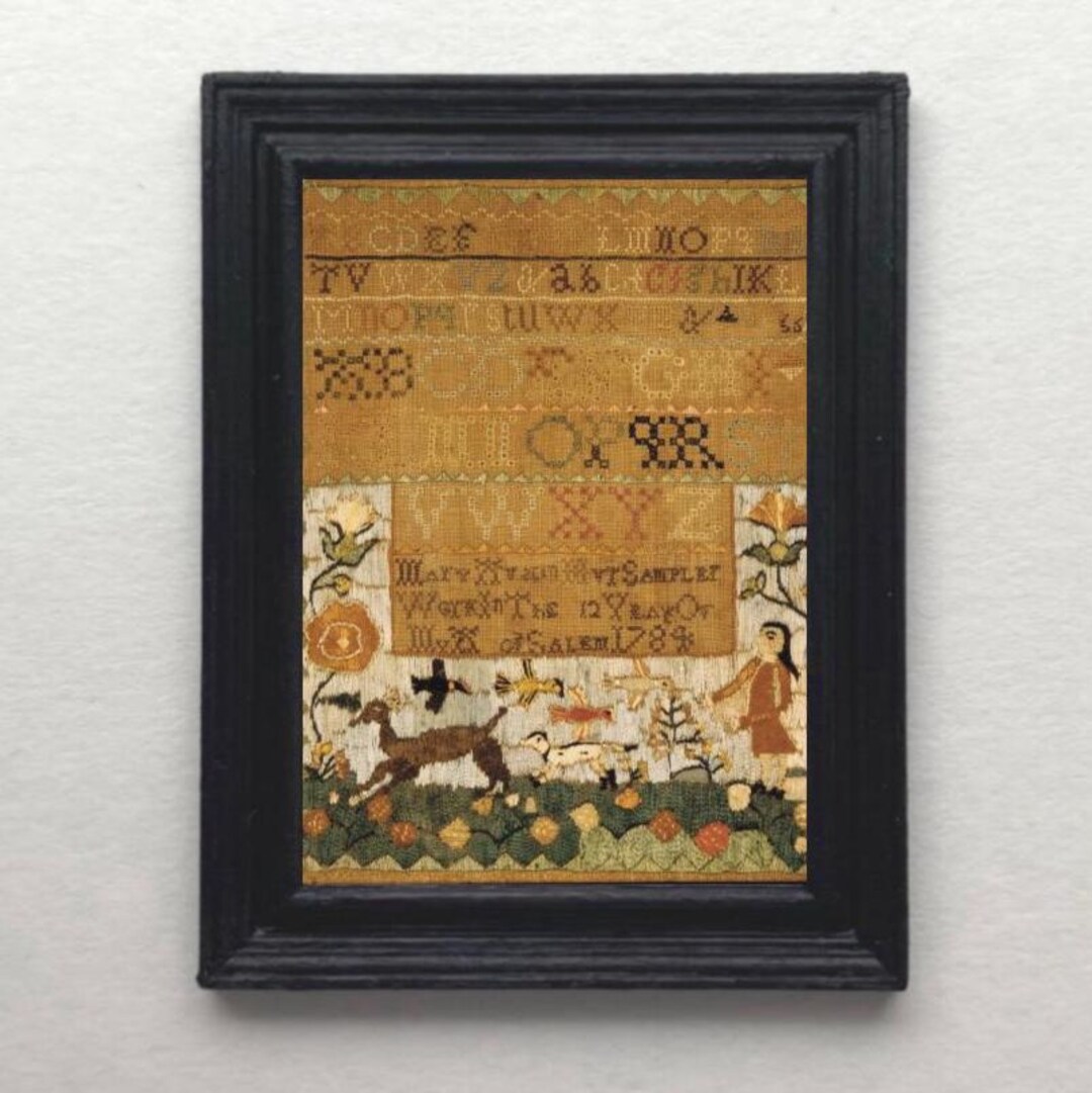 Miniature DOLLHOUSE Sampler Print of an 1784 Antique Style, Girl ...