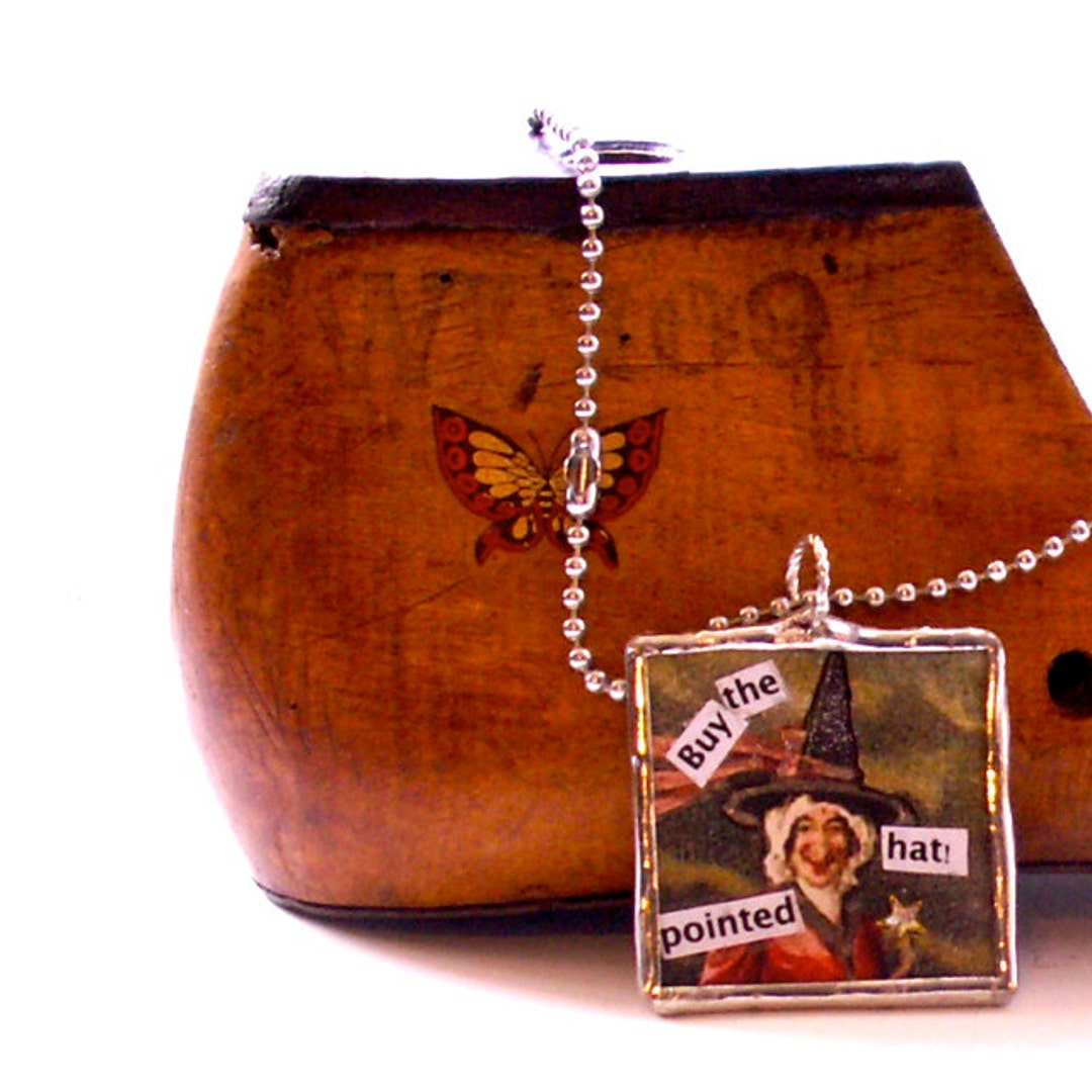 Soldered Glass Necklace Pendant If the Shoe Fits Buy the Pointed Hat ...