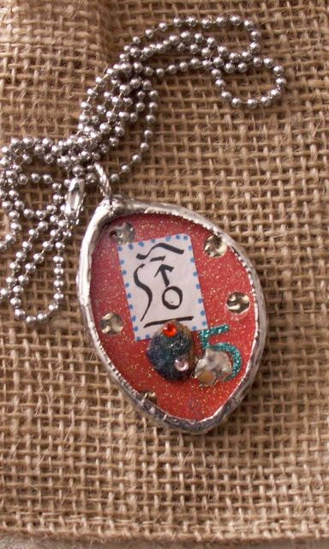 Eyeglass Lens Collage Art Pendant Necklace Bliss Symbols Philosopher's ...