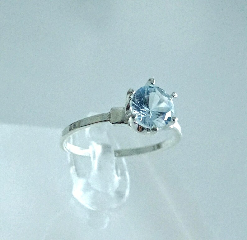 AAA Grade 6mm Aquamarine Gemstone in 925 Silver Solitaire Ring. - Etsy