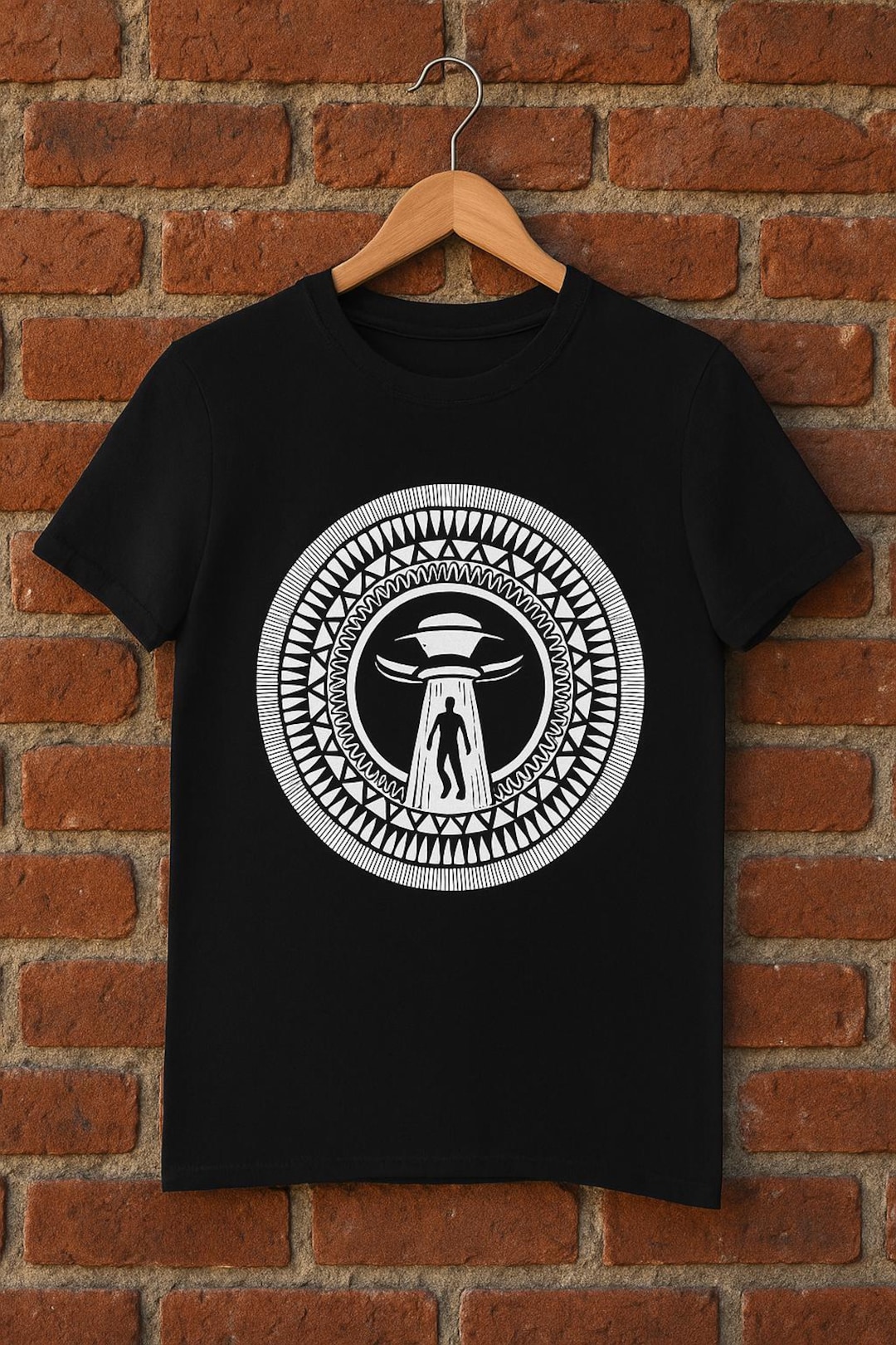 Alien Mandala Shirt, Sacred Geometry UFO Art Tee, Psychedelic Spiritual ...