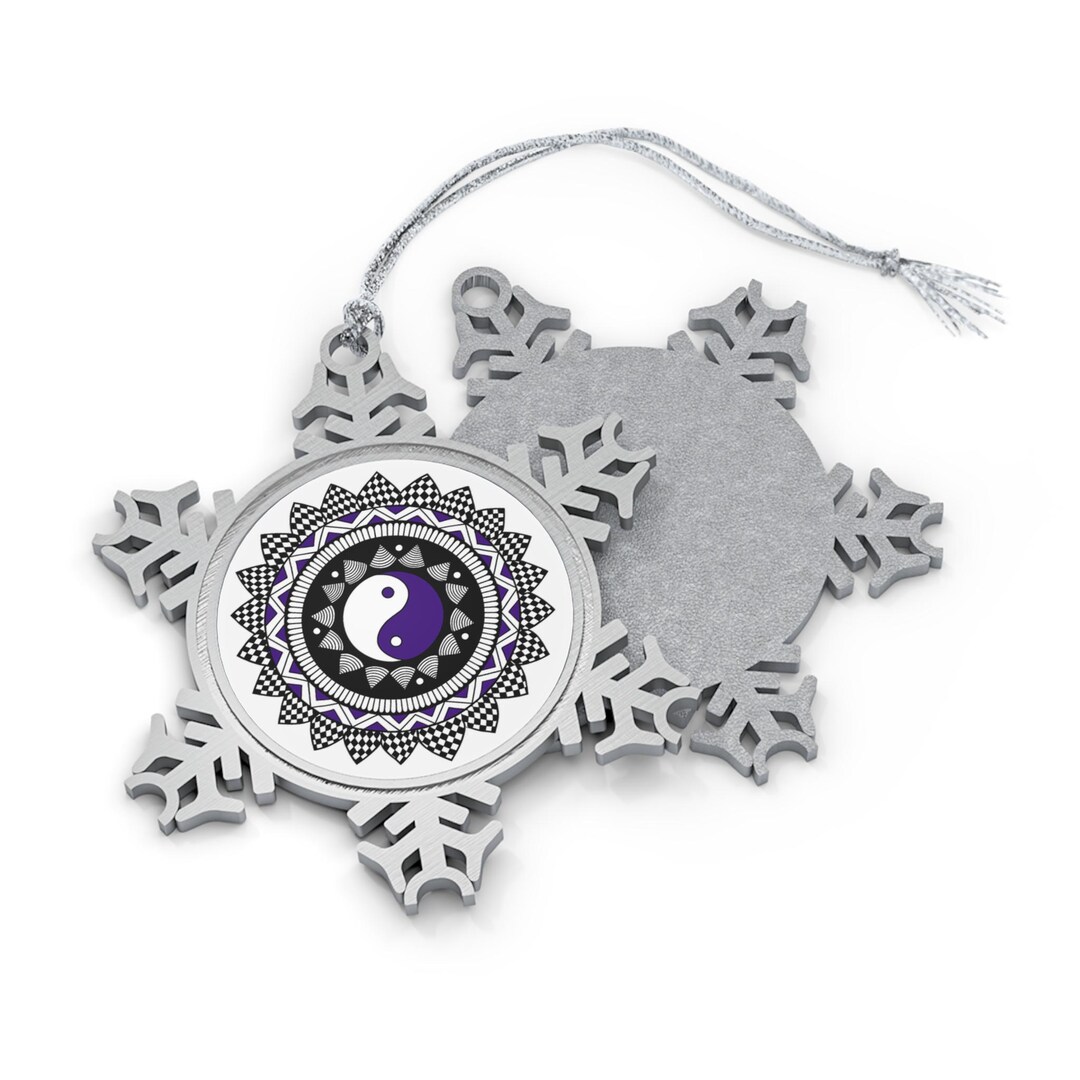 Pewter Ornament, Purple Yin Yang Mandala Design, Holiday Christmas Tree ...