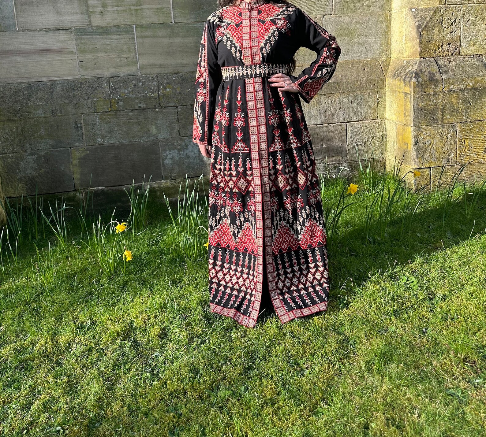 Beautiful Arabian Palestinian Syrian Design Embroidered Dress Thobe ...