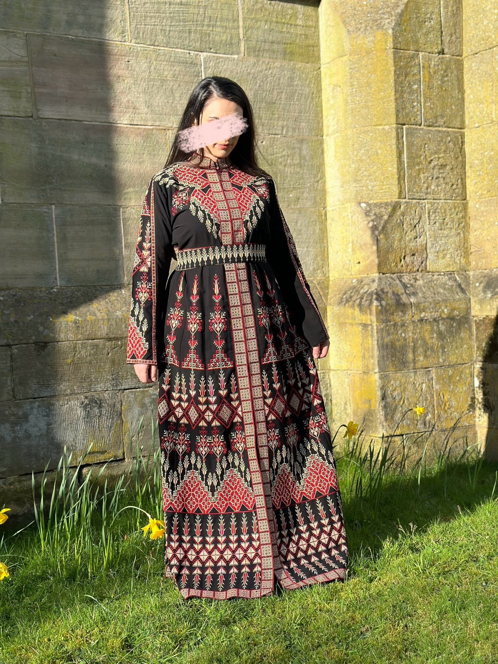 Beautiful Arabian Palestinian Syrian Design Embroidered Dress Thobe ...