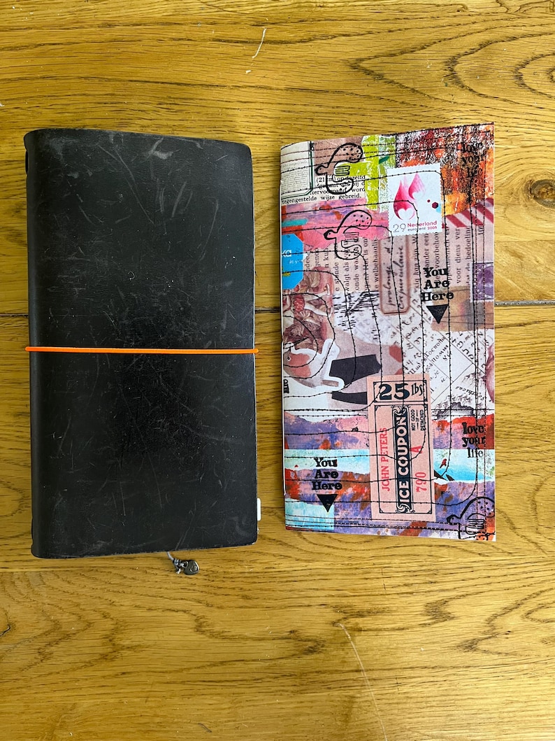 Recycled Paper Junk Journal Insert: Collage Cover, Hand Sewn - Etsy France