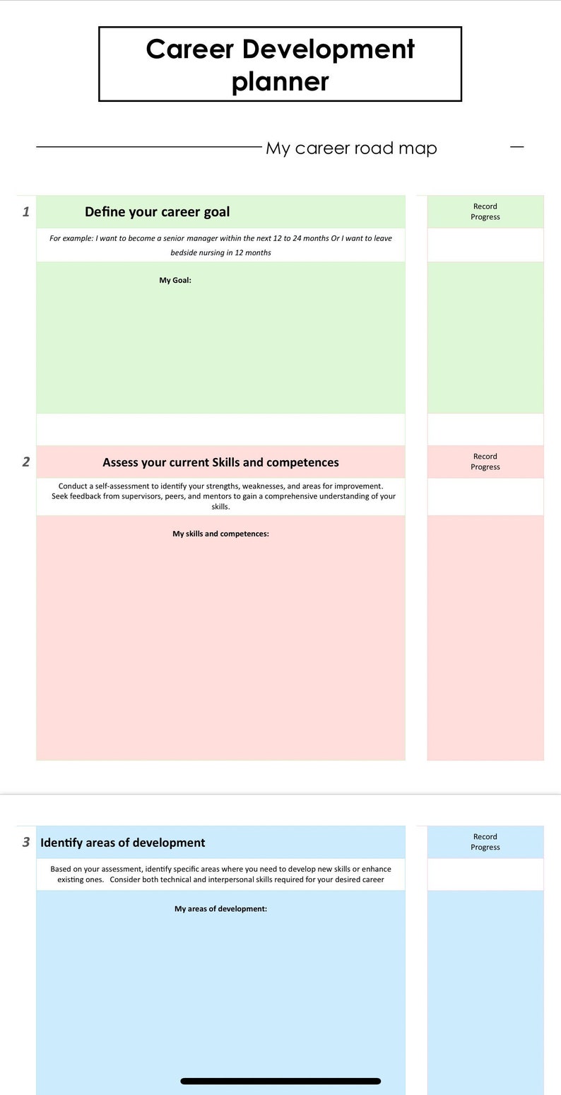Career Development Planner, Professional Development Plan, Coaching ...