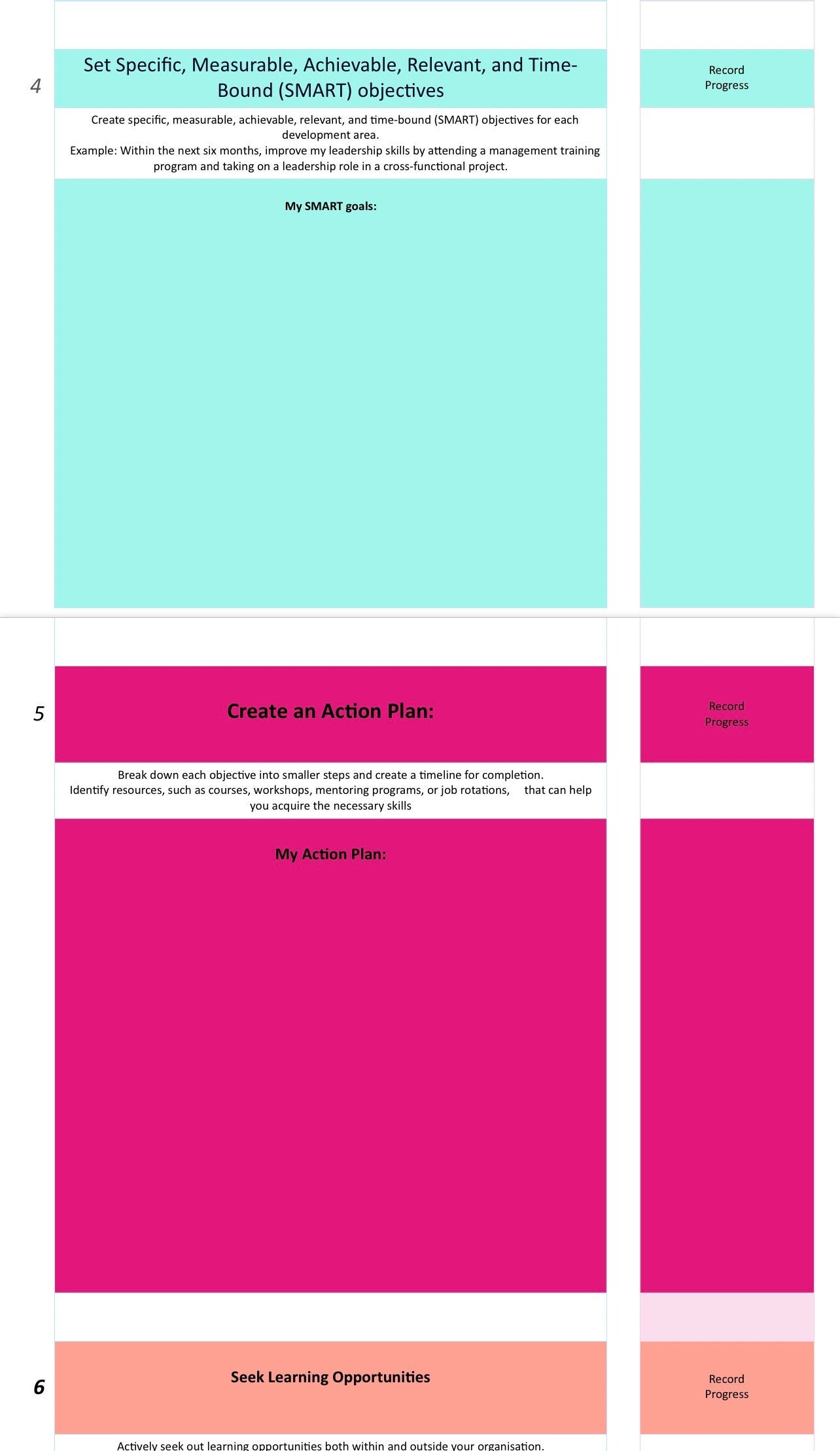 Career Development Planner, Professional Development Plan, Coaching ...