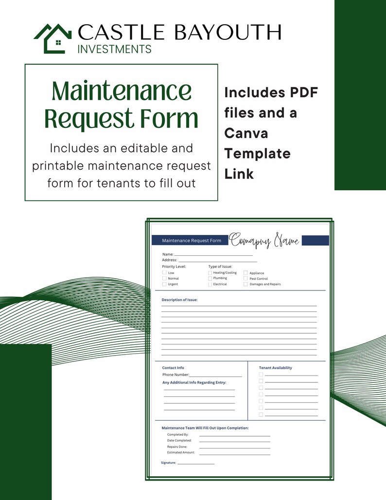 Maintenance Request Form for Tenants, Landlords, and Property ...