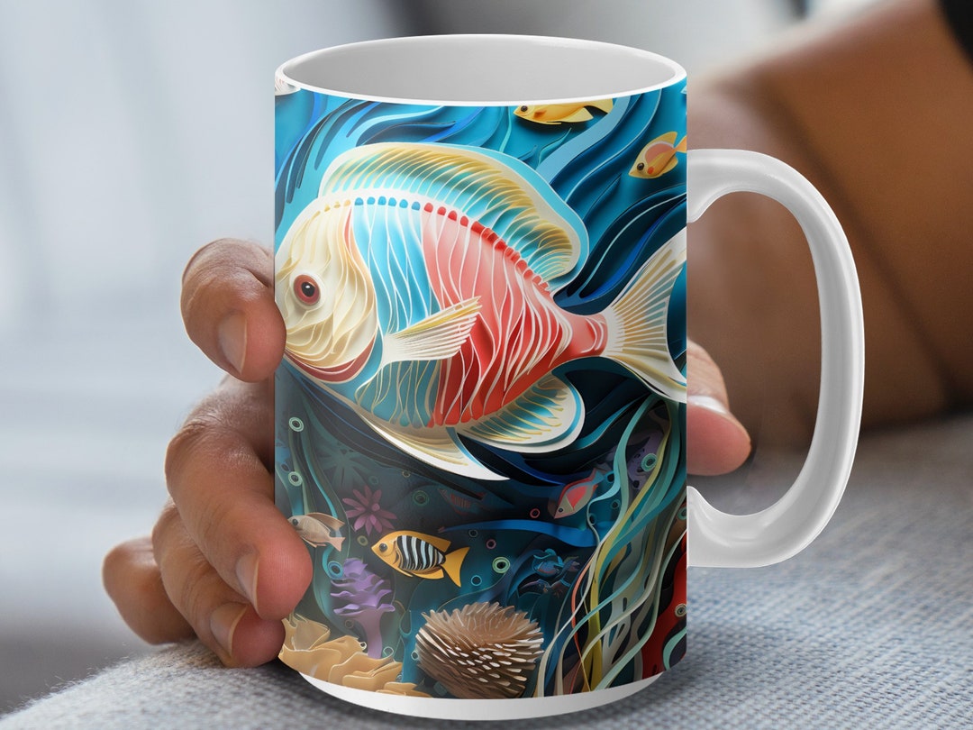 Tropical Fish Art Mug, Coral Reef Coffee Mug, Underwater Sea Life Mug ...