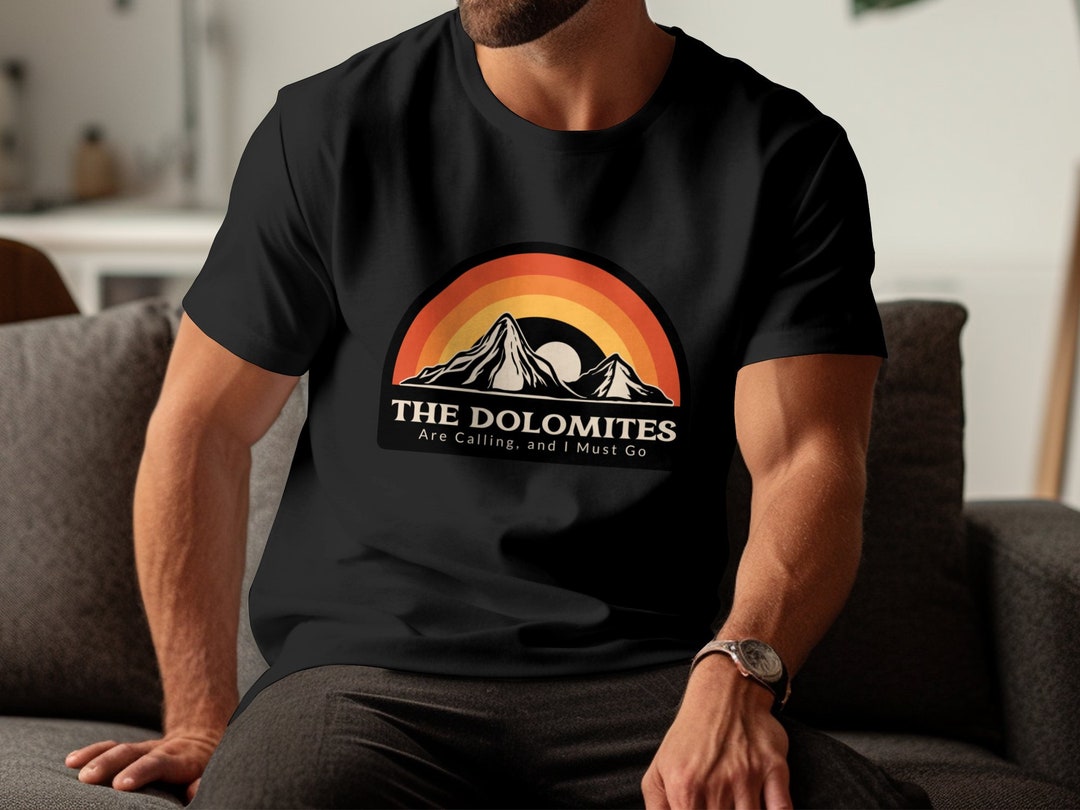 The Dolomites Mountain Sunset Graphic T-shirt, Nature Lover Tee ...