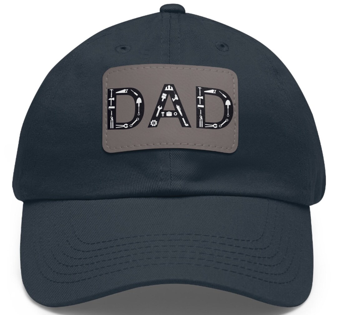 Personalized Dad Tools Hat | Rectangle Leather Emblem - Unique Father's ...