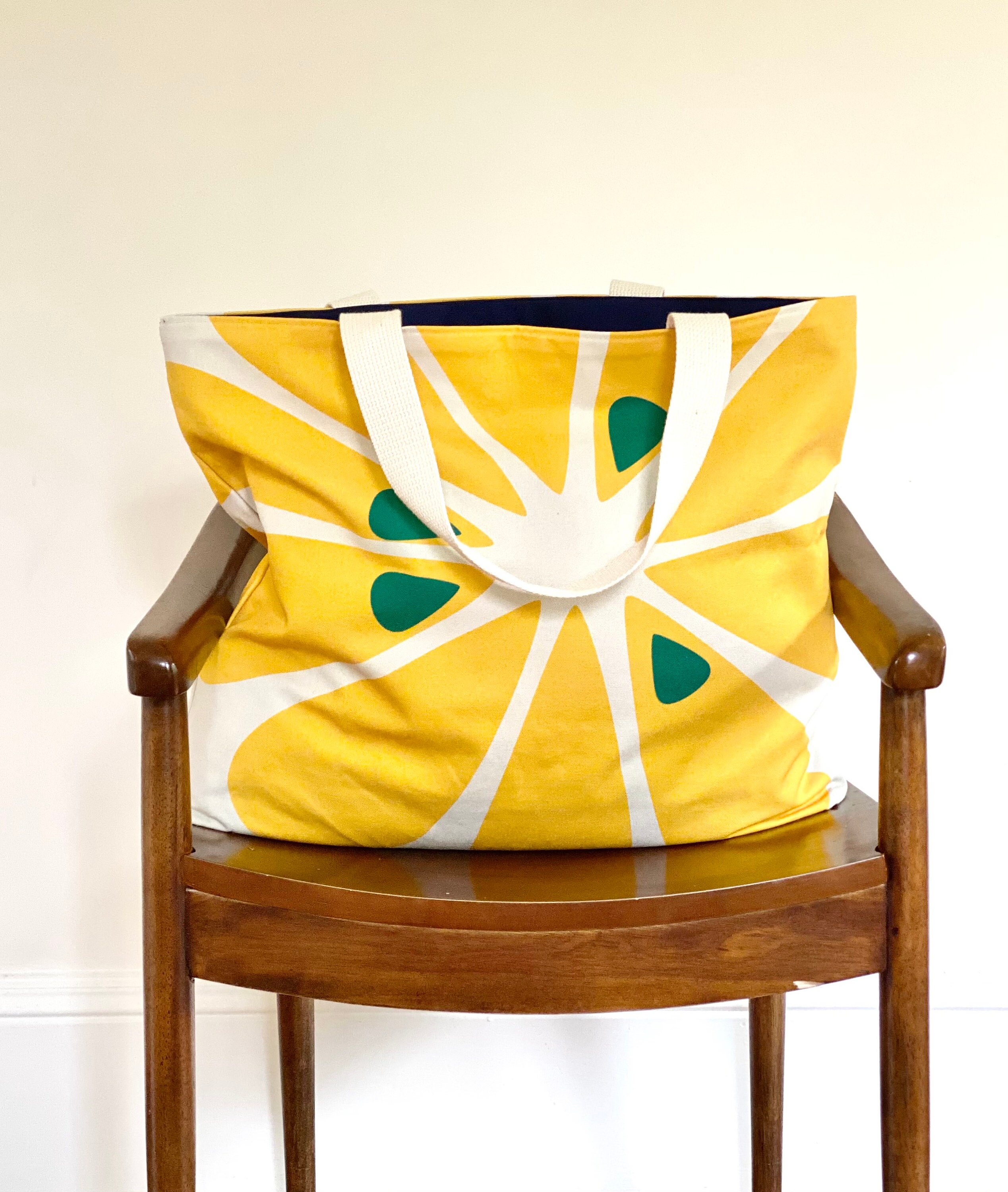 Große zitronengelbe Canvas Handtasche bunte oversized Tasche - Etsy