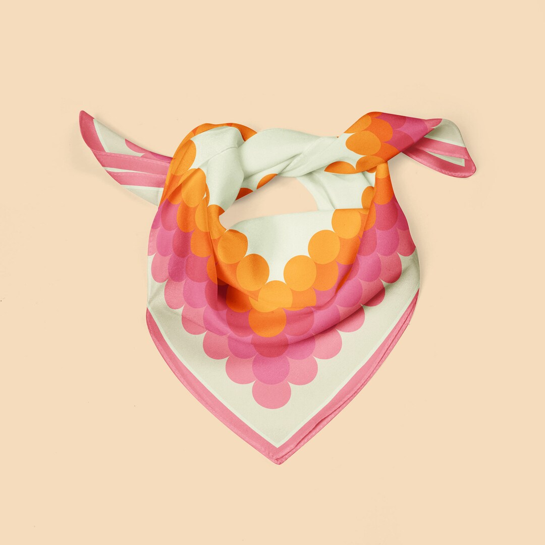 Mod Silk Neckerchief, 1960s Retro Scarf, Orange & Pink - Etsy