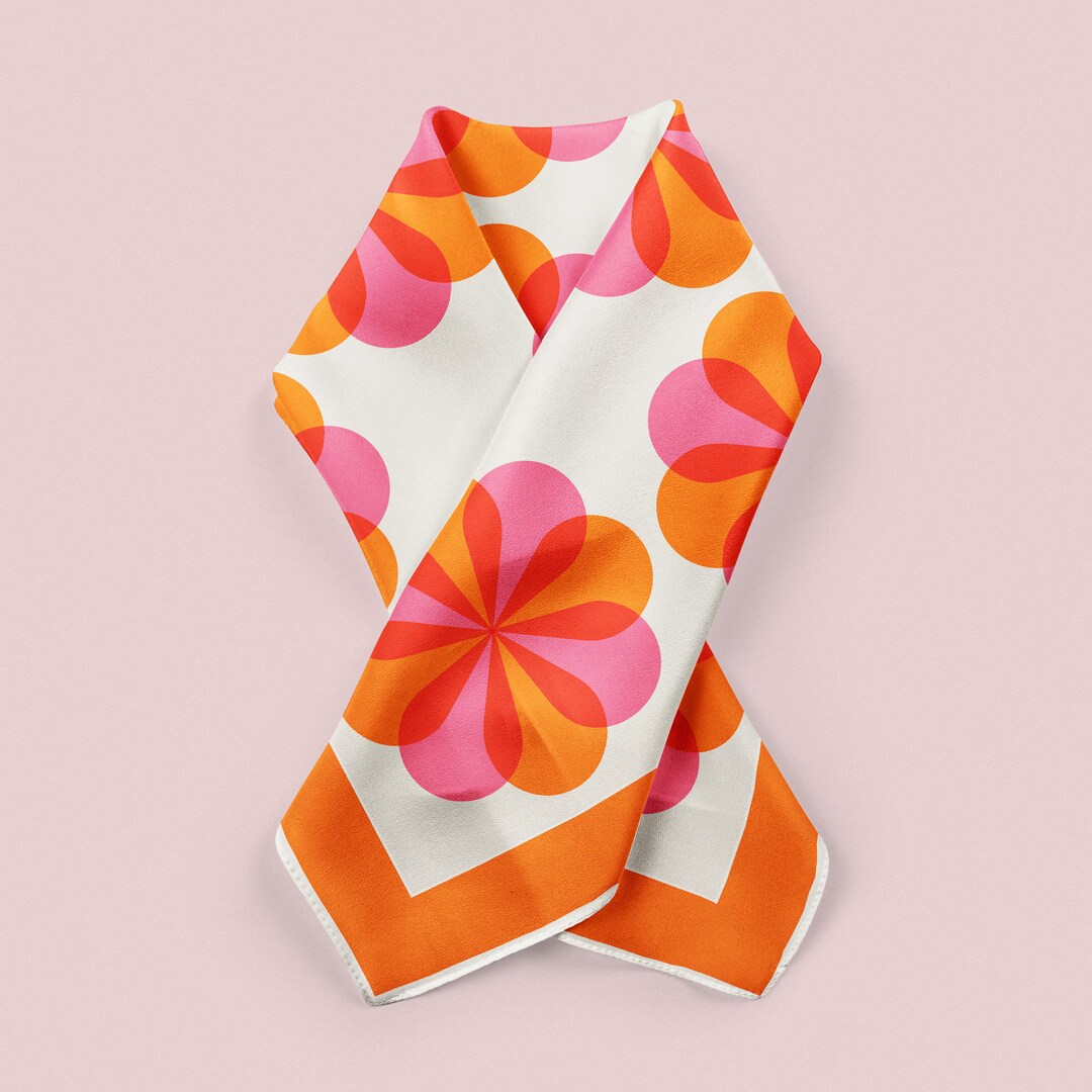 1960s Mod Silk Scarf, Retro Pinwheel Print Bandana - Etsy