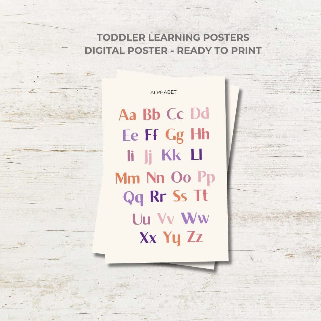 Pink ABC Poster, ABC Poster, Homeschool Decor, Educational Art, Rainbow ...