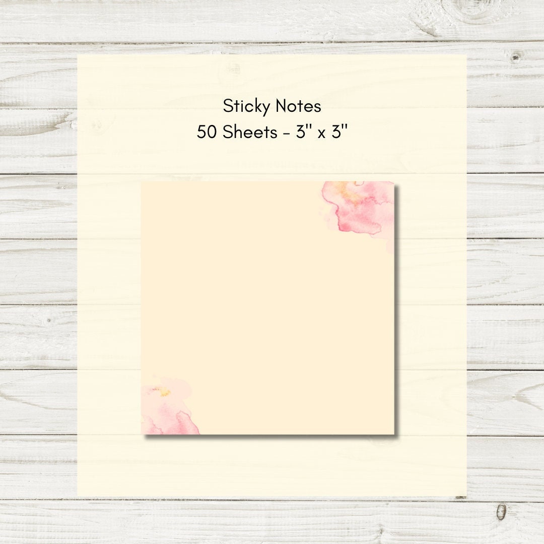 Watercolor Sticky Notes Yellow Background Cute Stationery I Sticky ...