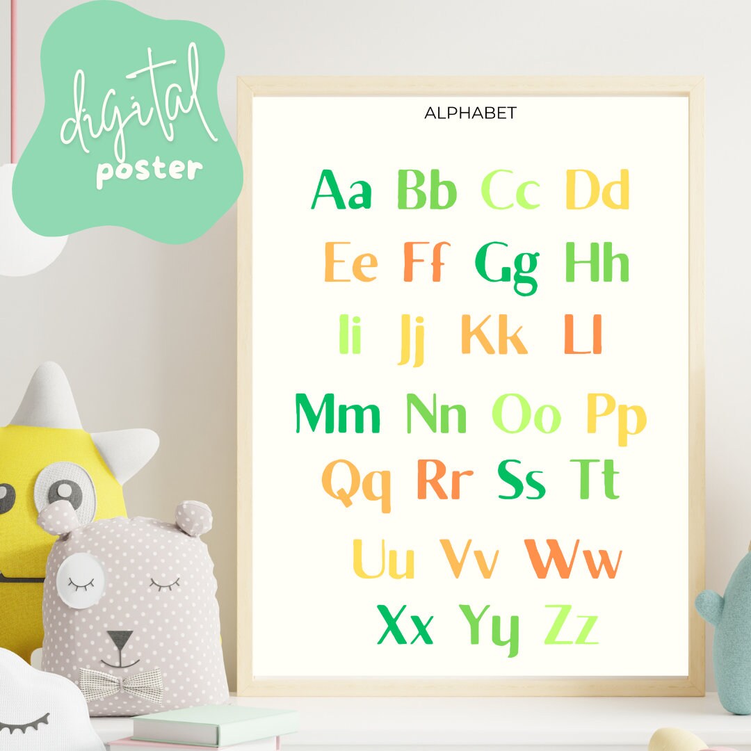Green ABC Poster, ABC Poster, Homeschool Decor, Educational Art ...