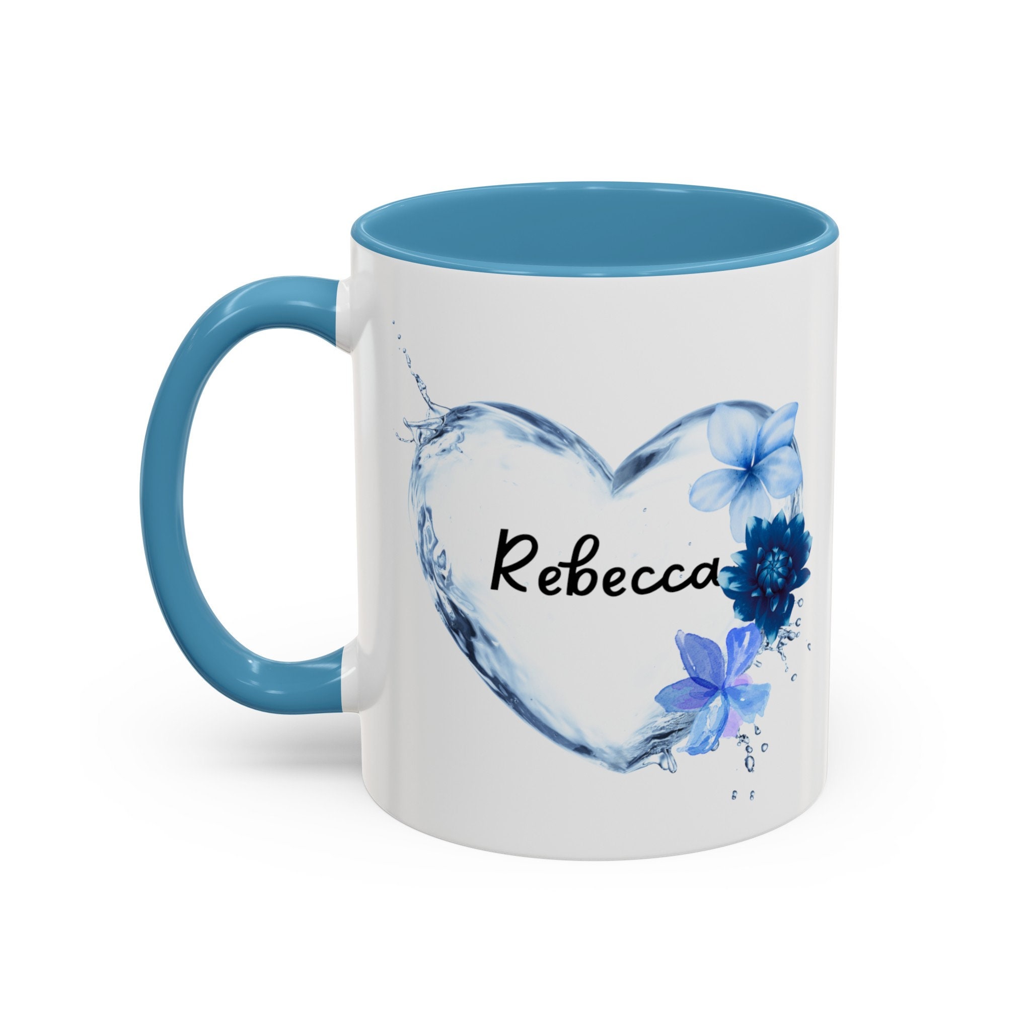 Personalized Blue Flowers Mug - Etsy