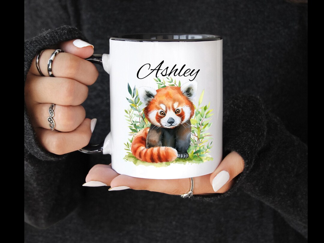 Custom Name Red Panda Coffee Mug, Red Panda Personalized Mug, Cute Red ...