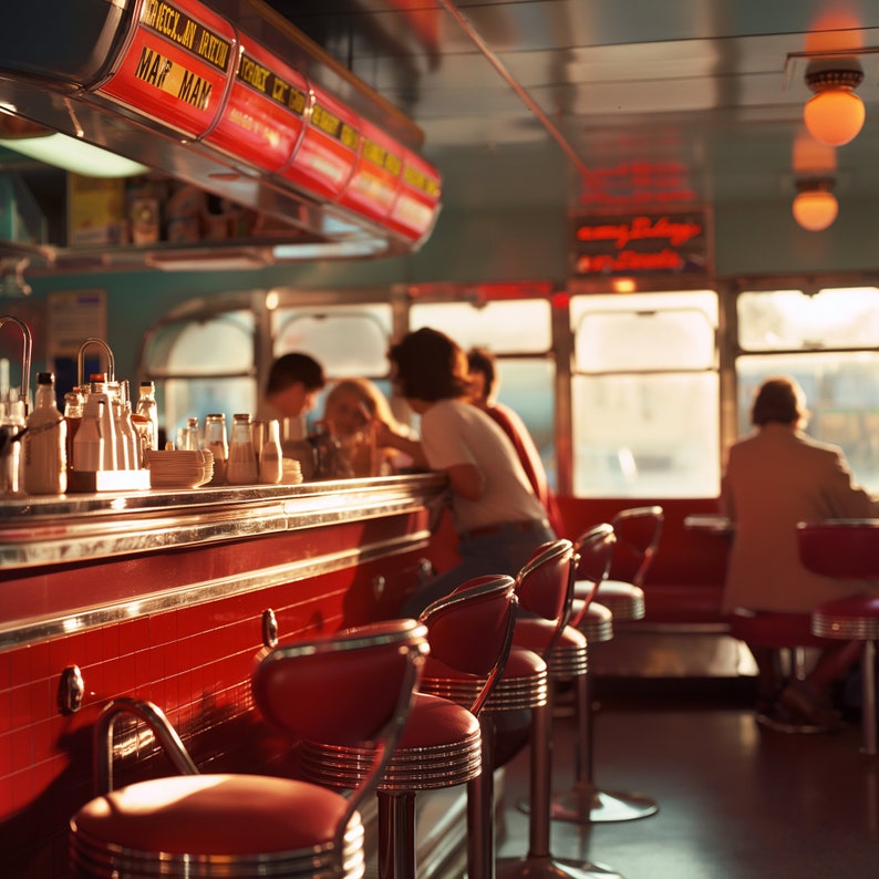 A Classic American Diner Scene - Etsy