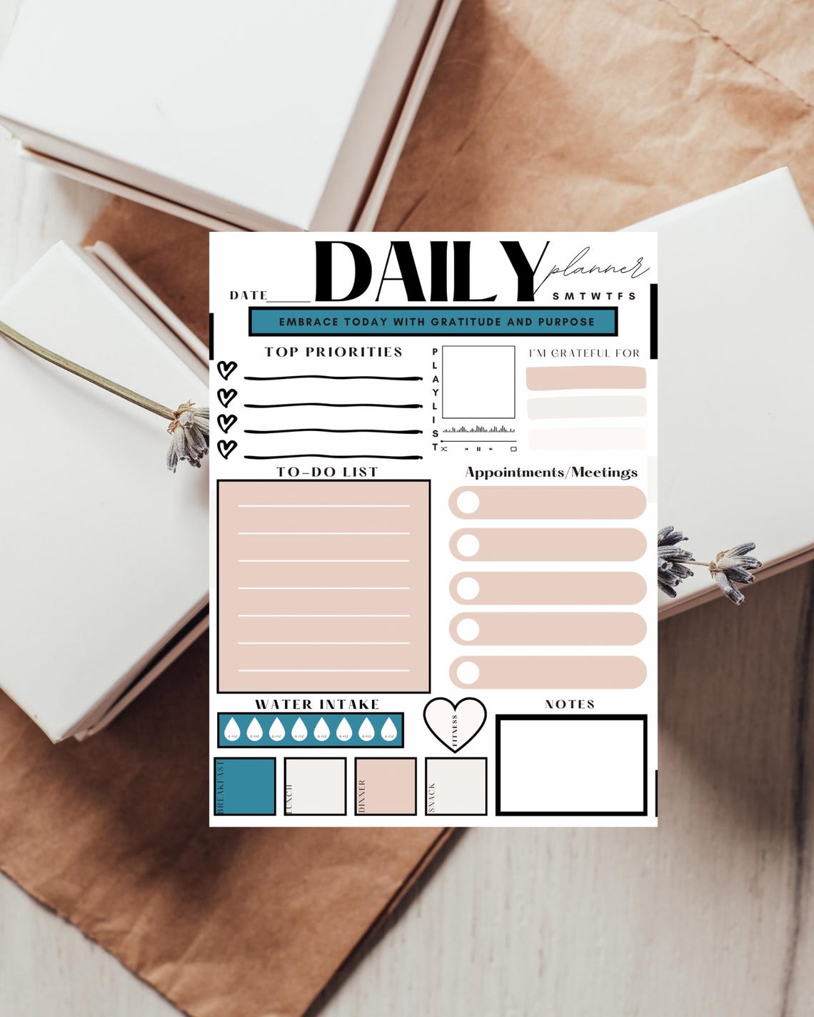 1 Daily Planner Printable | Productivity Planner To-do List, Gratitude ...