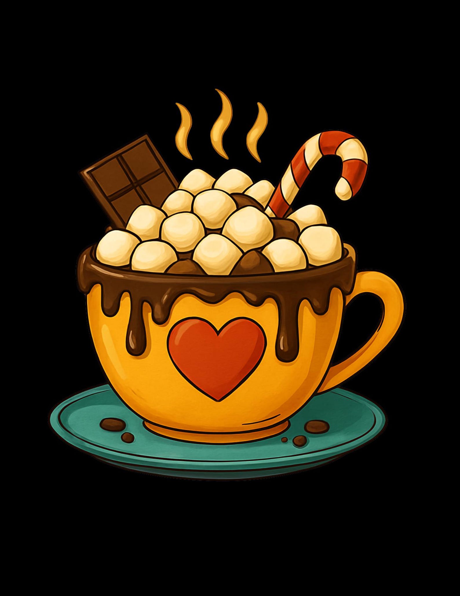 Hot Chocolate Paint Party Canvas | Winter Art, Coloring Page (digital ...