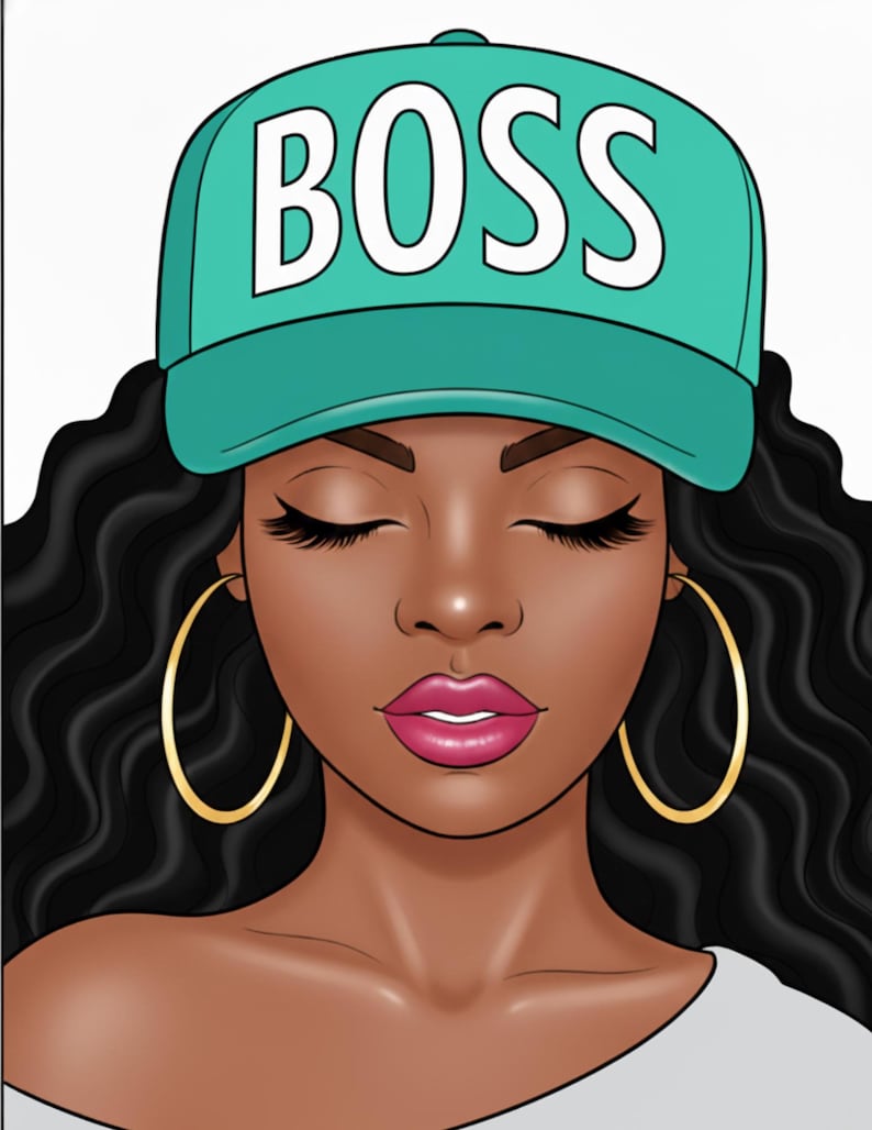 DIY Woman Wearing Boss Hat | Pre-drawn Outline Canvas | Boss Hat ...