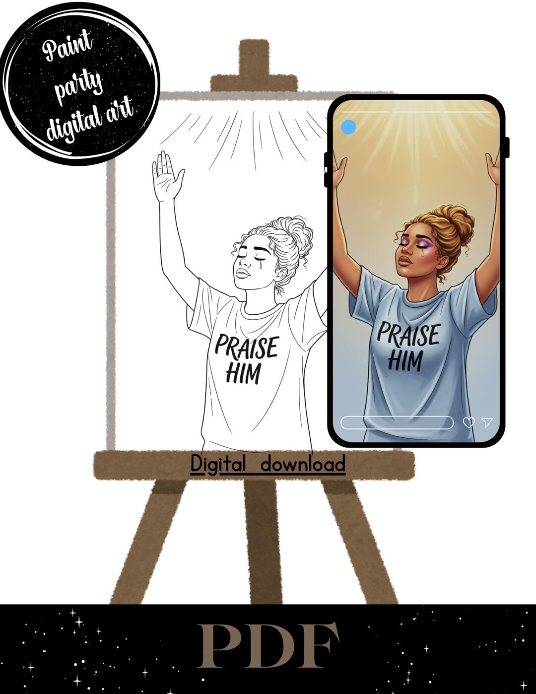 Praising God Pre-drawn Canvas: DIY Paint Party (digital Download) - Etsy