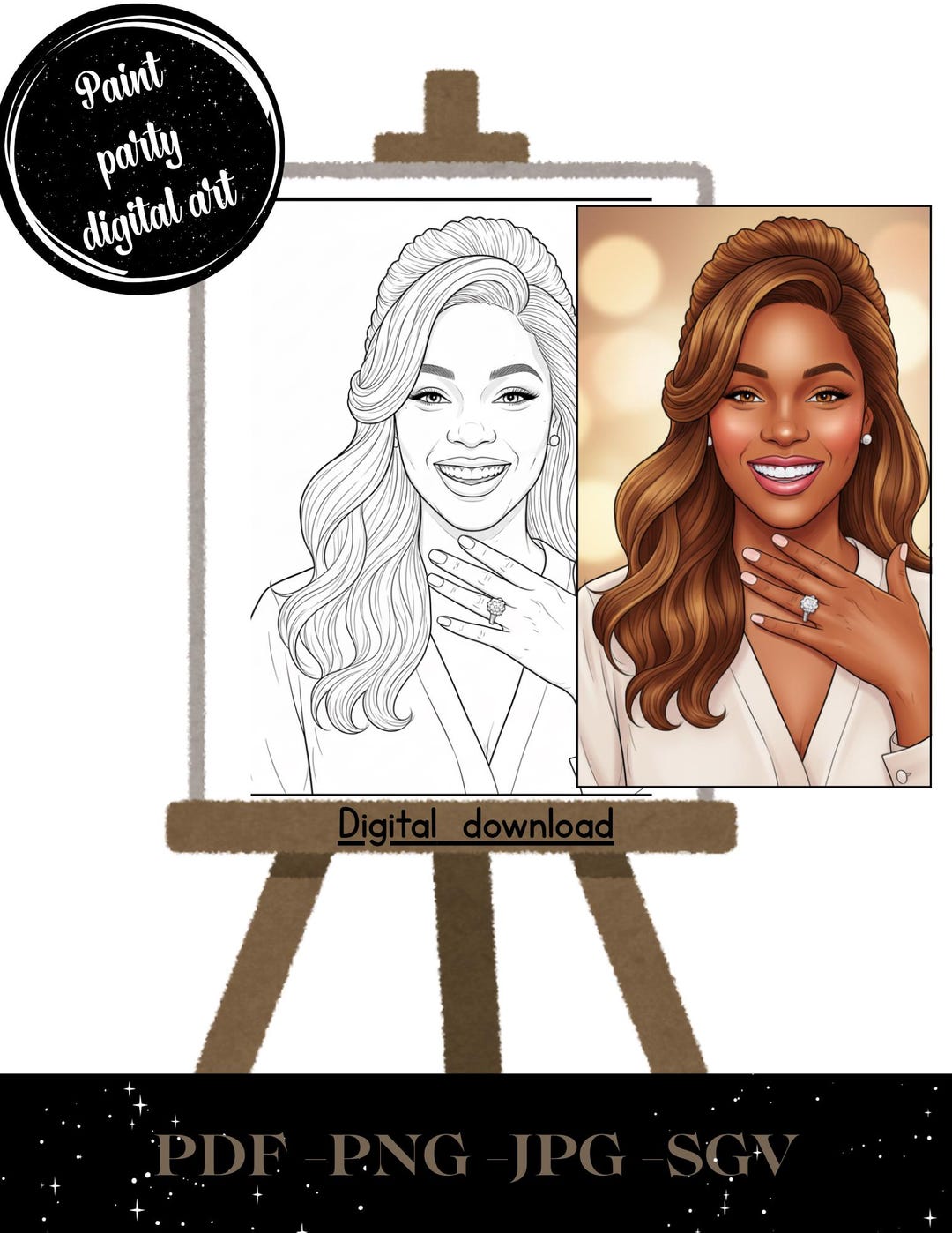 Pre-drawn Bride Canvas: DIY Paint Party Template (digital Download) - Etsy
